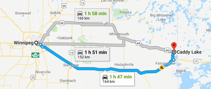 Caddy Lake Canoe Map and Directions - Winnipeg Canoe & Kayak Rentals